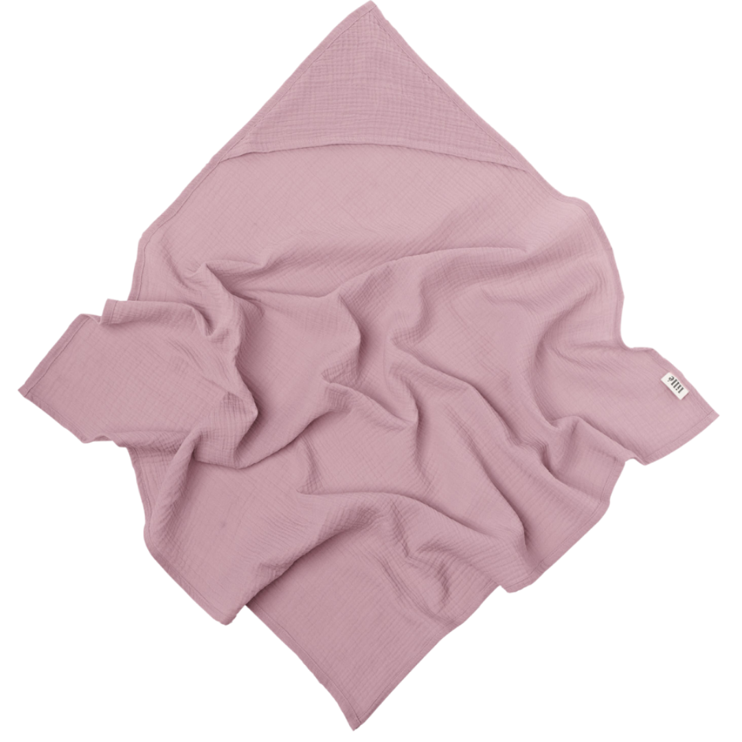 muslin swaddle with hoodie dusty pink – lille official